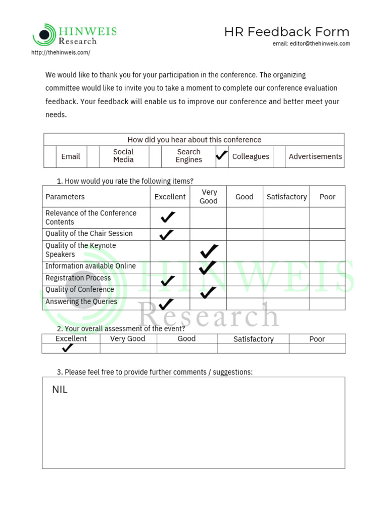 Conference Feedback Evaluation Form | PDF
