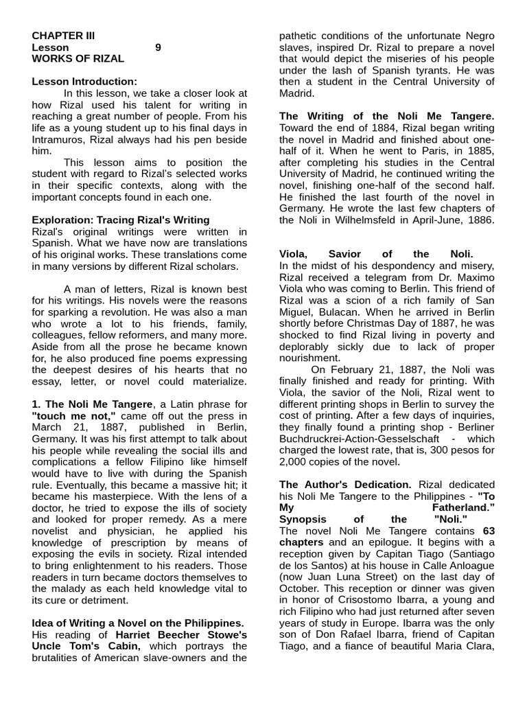 CHAPTER III-RIZAL | PDF | Philippines