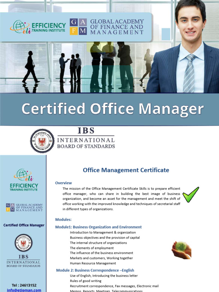 Office Management Certificate Overview | PDF | Business | Communication
