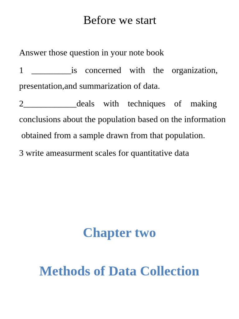 Chapter 2 Data Collection | PDF | Questionnaire | Data
