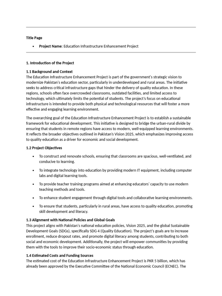 Education Infrastructure Enhancement Project | PDF | Infrastructure ...