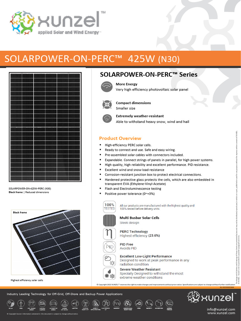 SOLARPOWER ON PERC XUNZEL Nen10 | PDF | Photovoltaic System | Materials