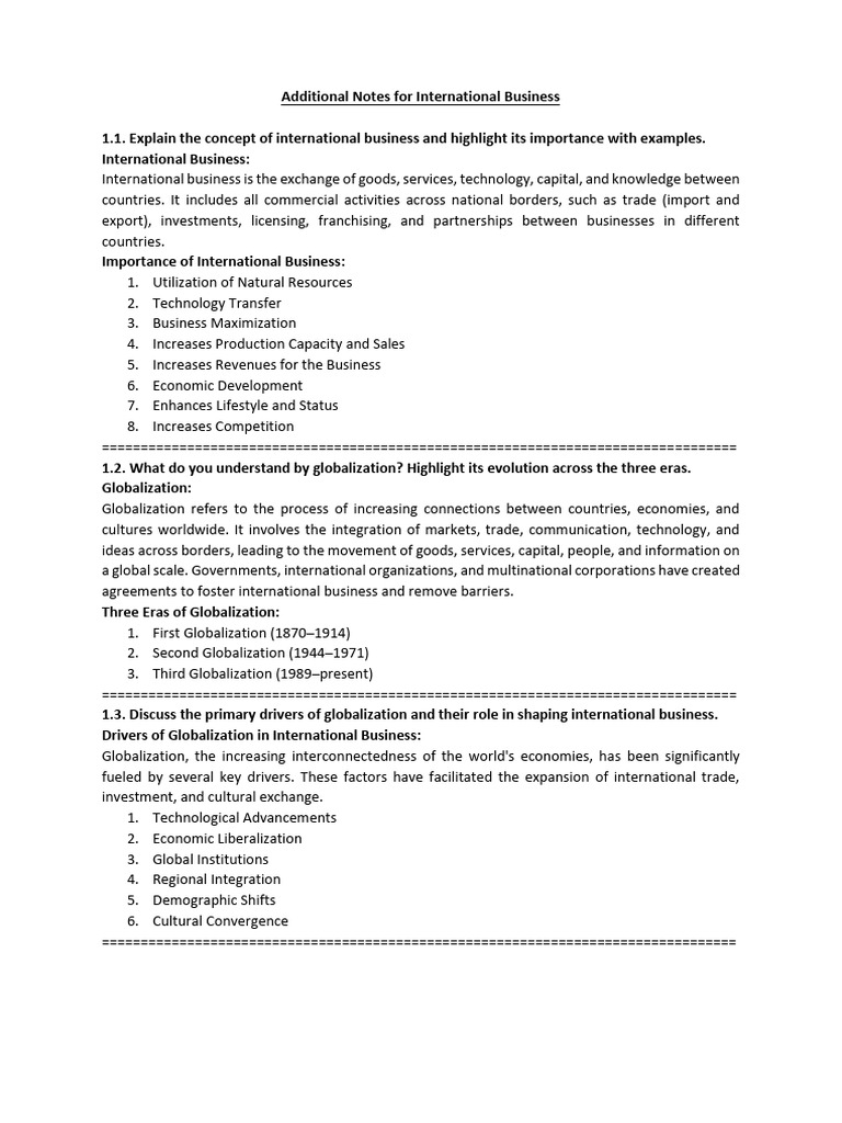 Additional Notes For International Business | PDF | Foreign Exchange ...