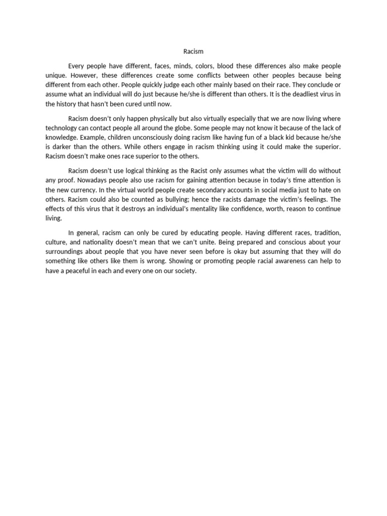 Racism Essay | PDF