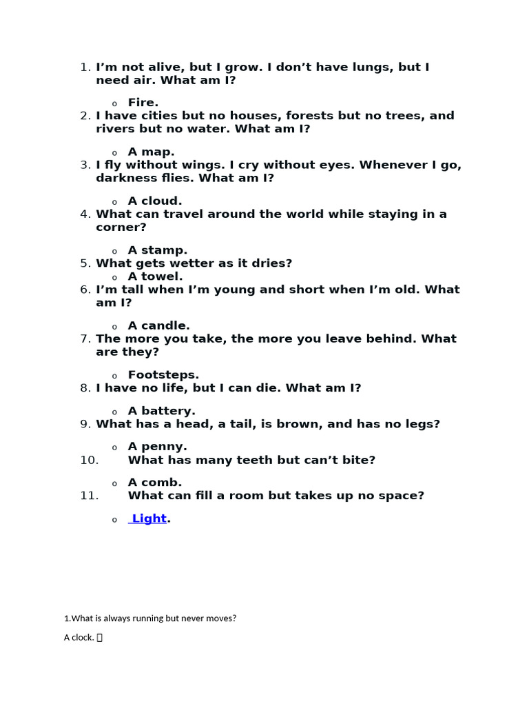 Riddle With Answers | PDF