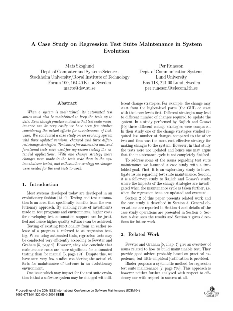 Regression Testing Case Study | PDF | Unit Testing | Parameter ...