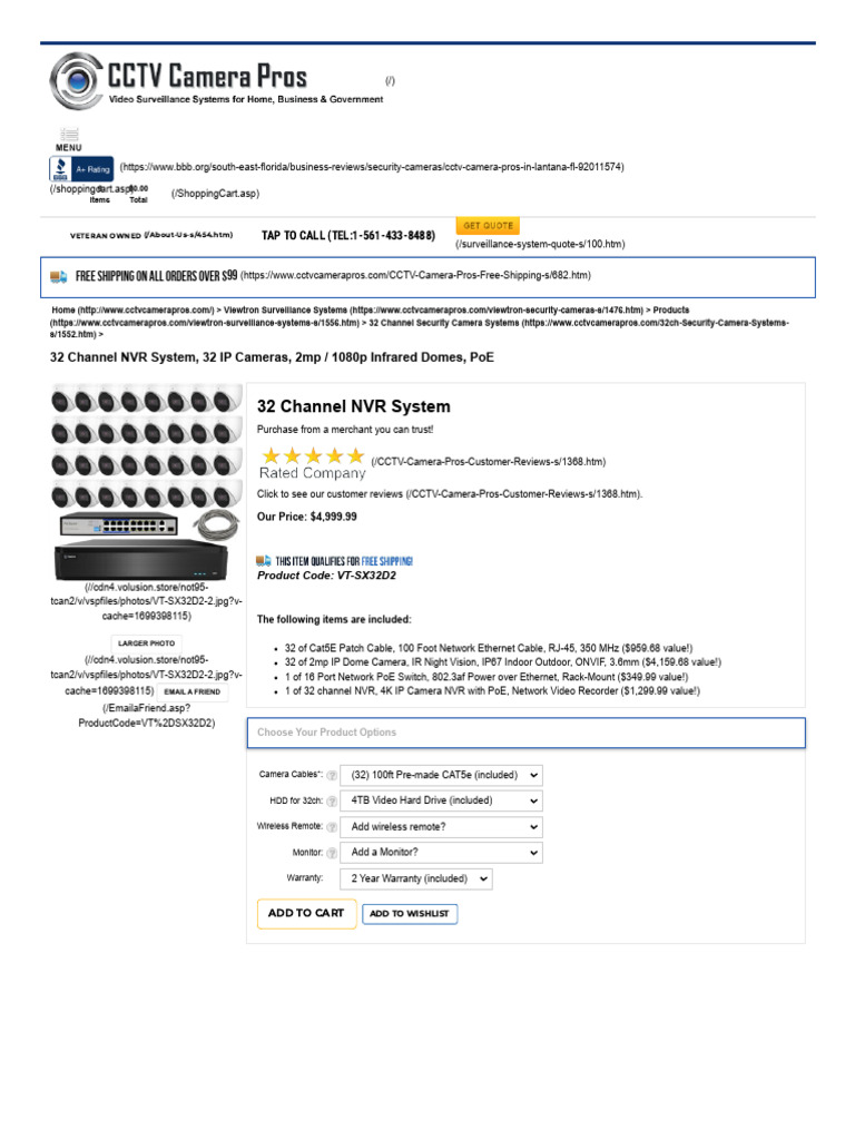 32 Channel NVR System, 32 IP Cameras, 2mp _ 1080p Infrared Domes, PoE ...
