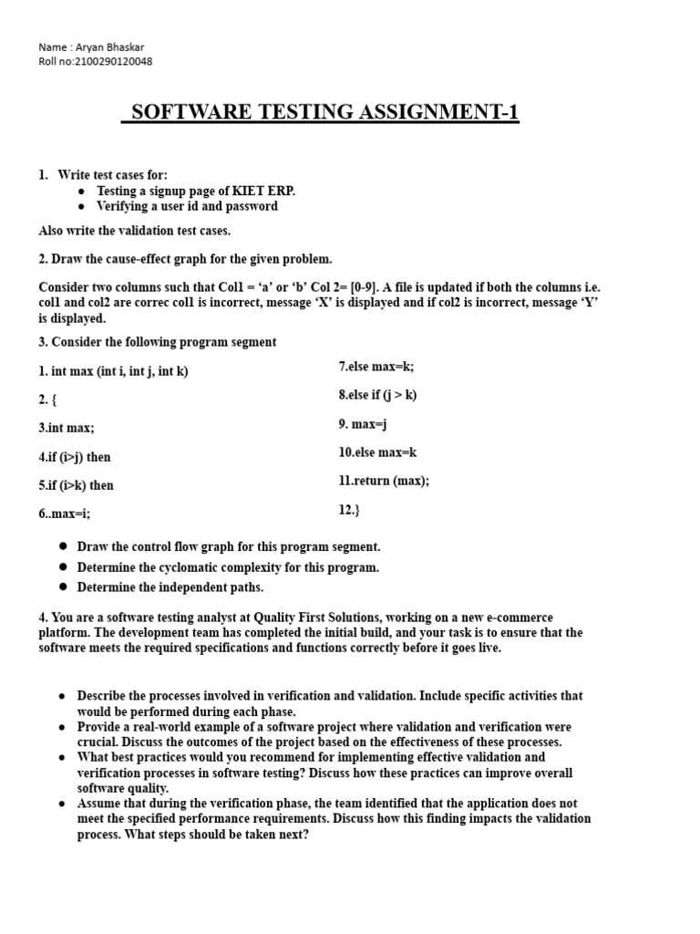 St Asssgnmt1 | PDF | Verification And Validation | Software Testing