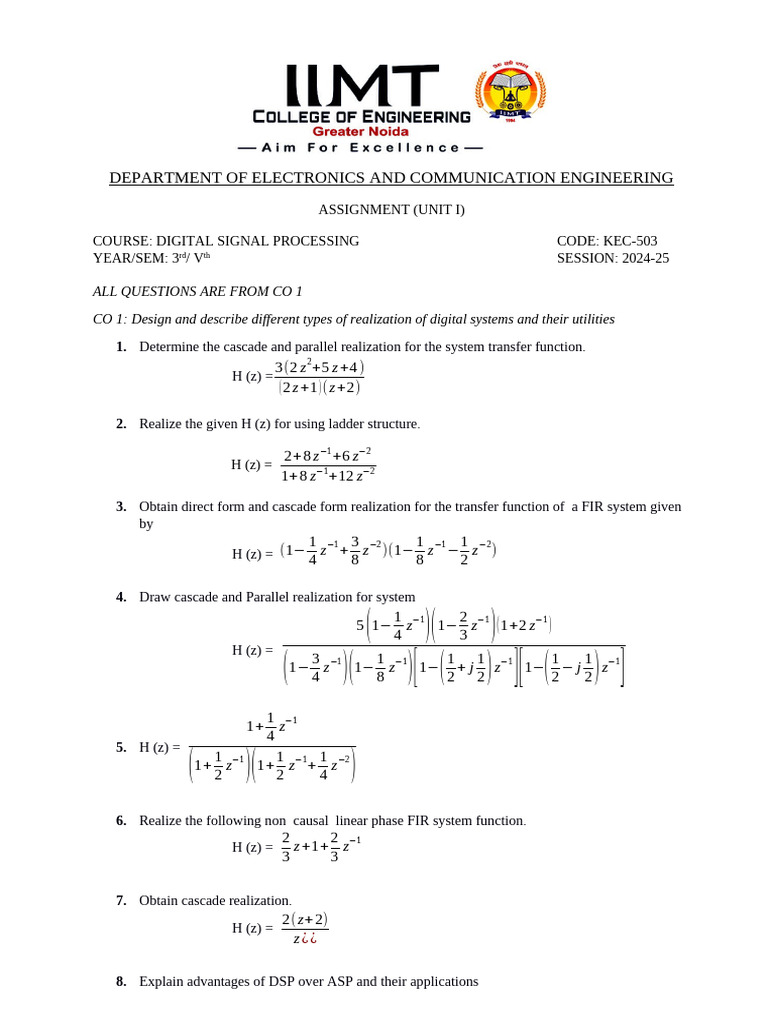 dsp1 | PDF | Digital Signal Processing | Computer Engineering