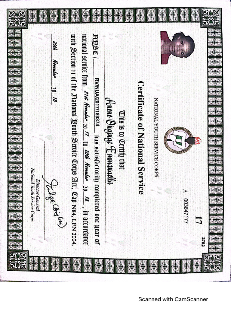 NYSC Certificate | PDF