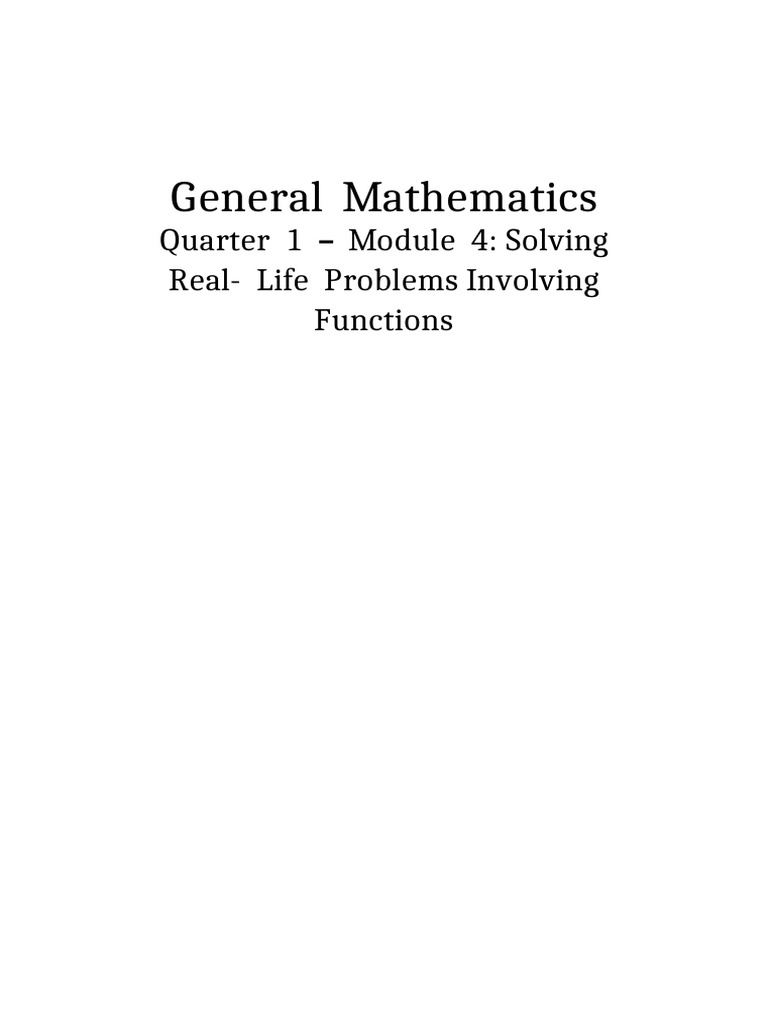 Gen Math11 Q1 Mod4 Solving Real Life Problems Involving Functions 08082020 | PDF | Function ...
