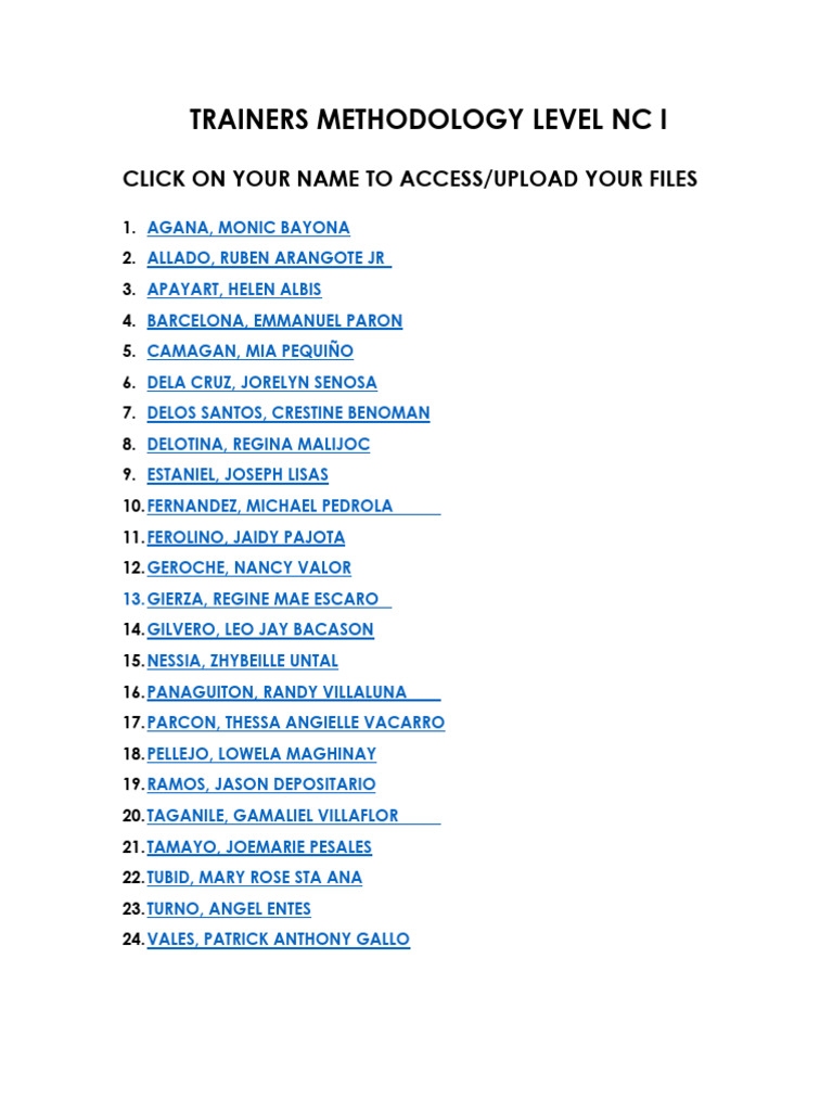 Link For Trainers Methodology Level NC I | PDF