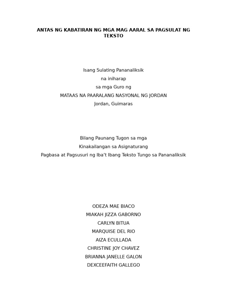 Cover Page Pananaliksik | PDF