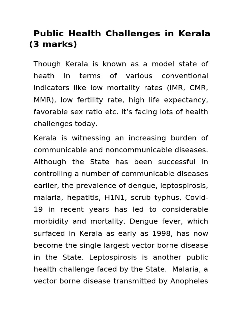 Public Health Challenges in Kerala | PDF