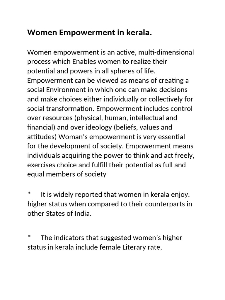 Women Empowerment in Kerala | PDF