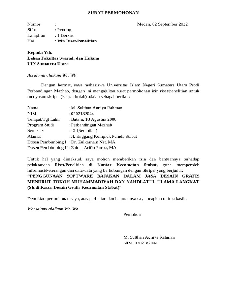 Form Surat Izin Riset-1 | PDF