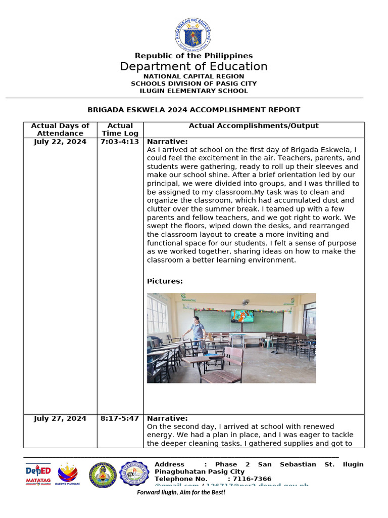 Accomplishment Report Be 2024 | PDF | Classroom
