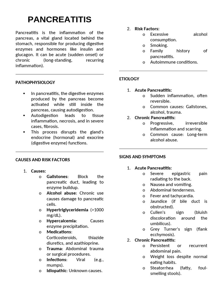 Pancreatitis & Chole Notes | PDF | Gallbladder | Pancreas