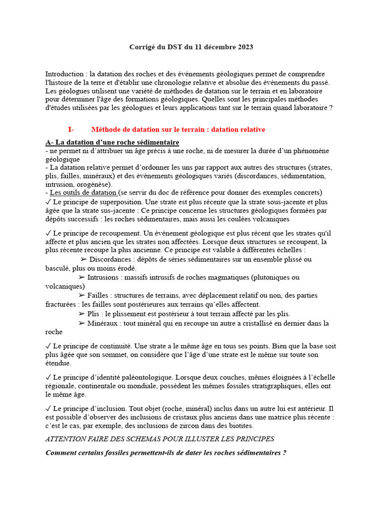 Méthodes de Datation Géologique Expliquées | PDF | Géologie | Fossile