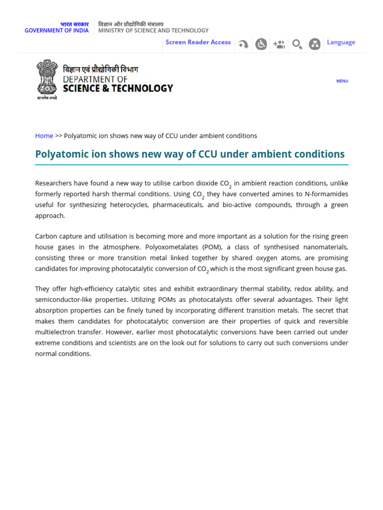 Polyatomic Ion Shows New Way of CCU Under Ambient Conditions ...