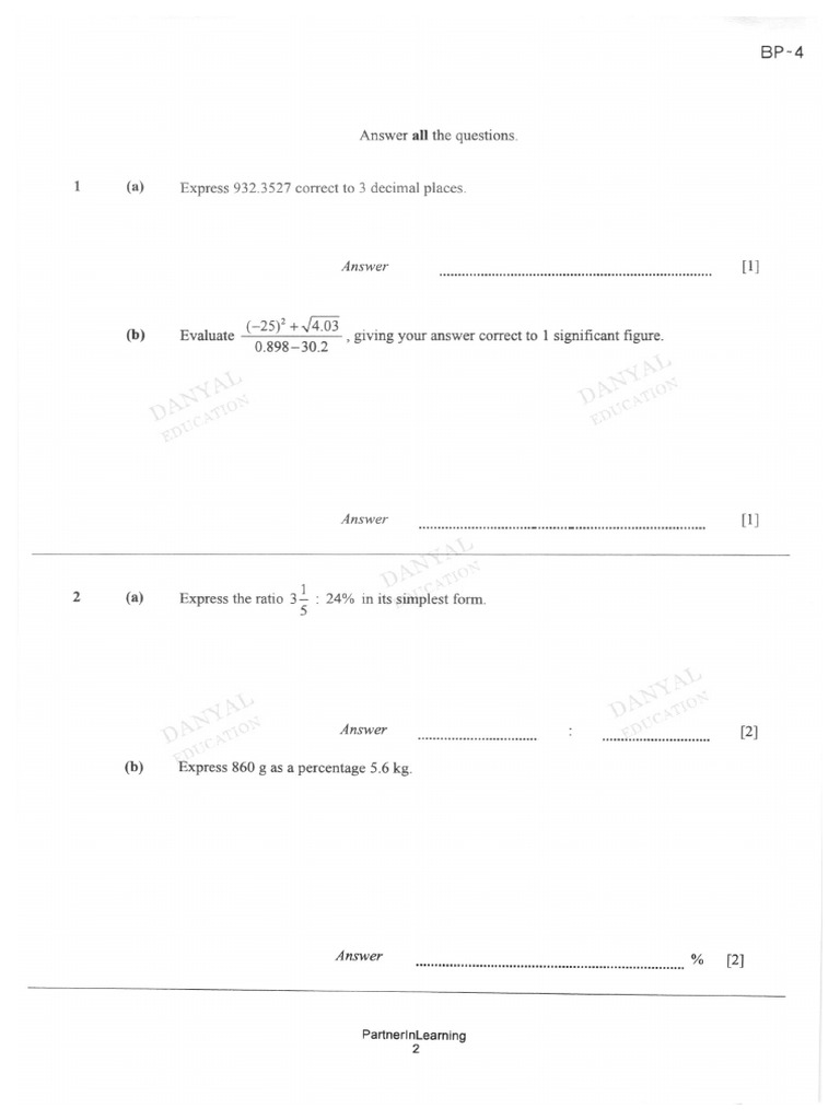 Ang-Mo-Kio-Sec1-2022-P1-Q | PDF | Mathematics | Arithmetic