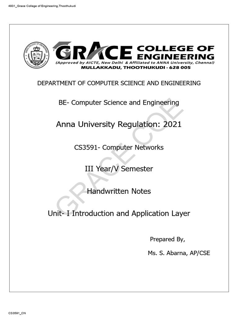 V_CSE_CS3591_CN_Unit1 | PDF | Computer Science | Computing
