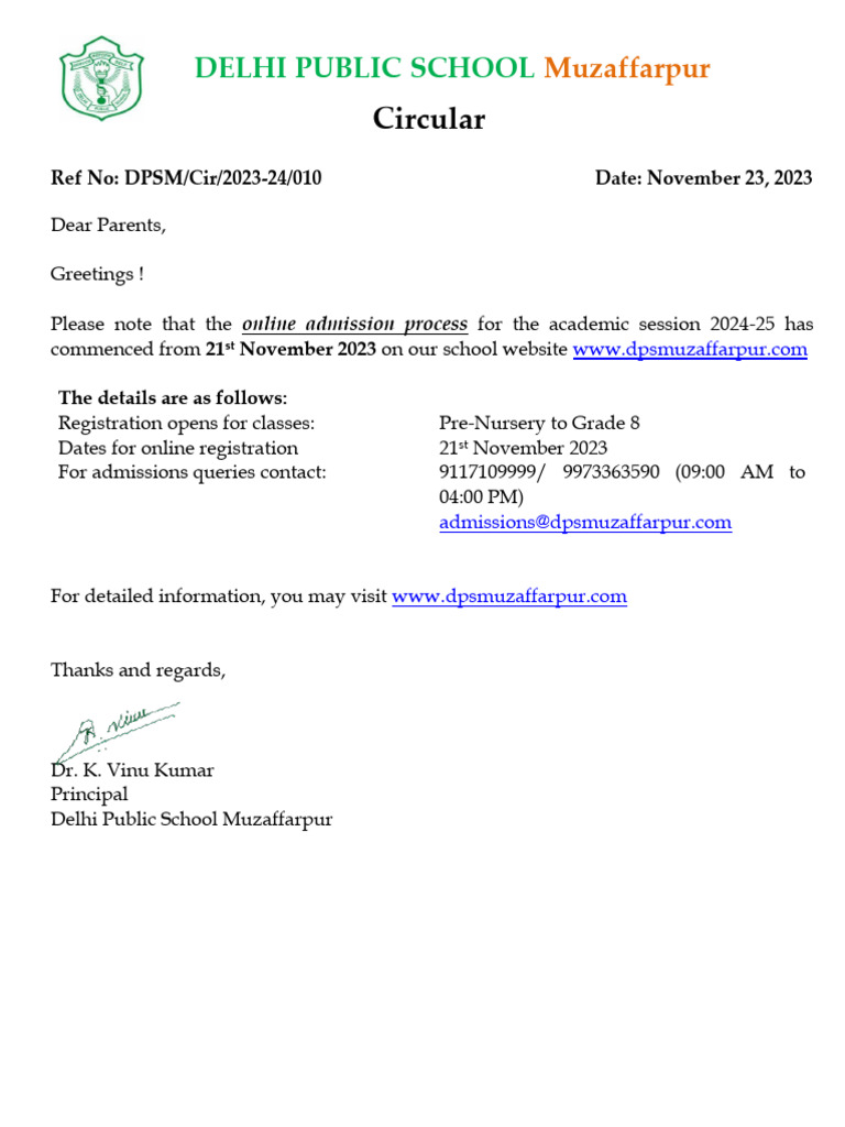 Admission Circular For The Session 202425 | PDF