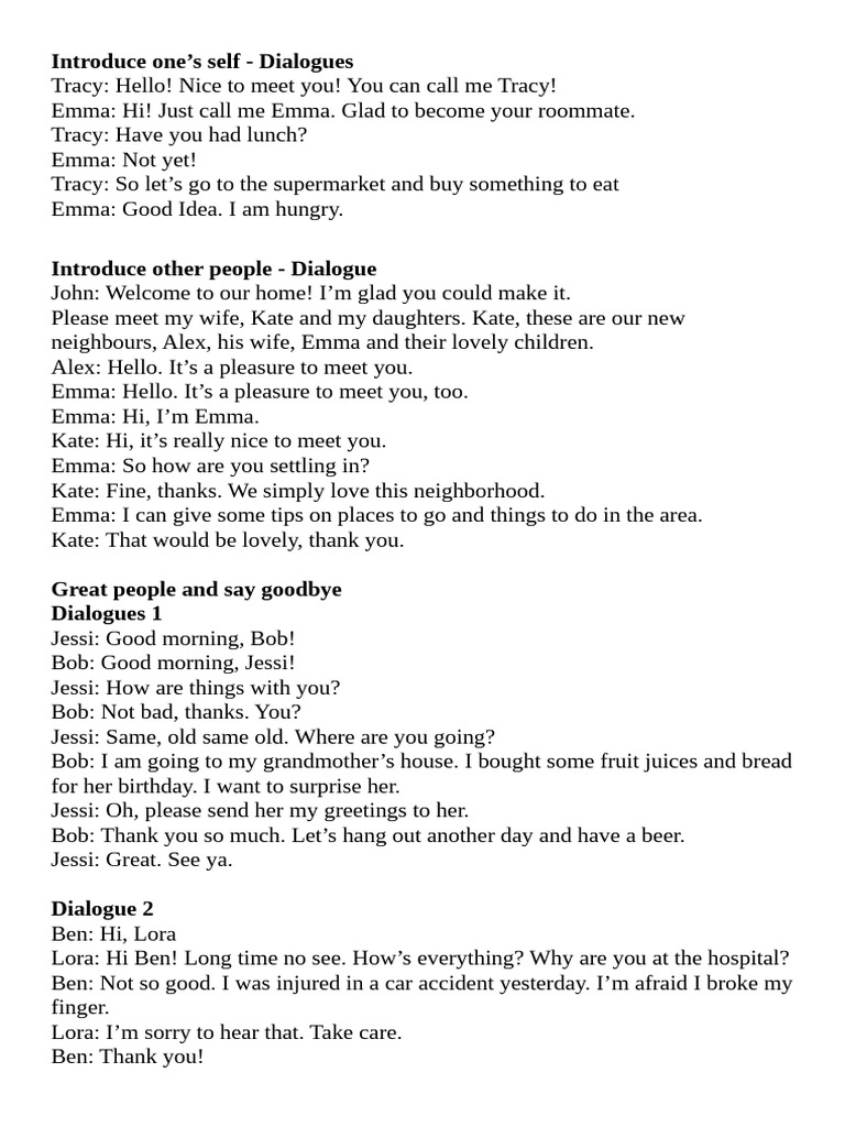 Printable Dialogues | PDF