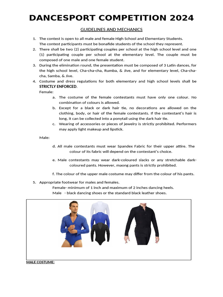 Dancesport Guidelines 2024 | PDF | Dances | Clothing