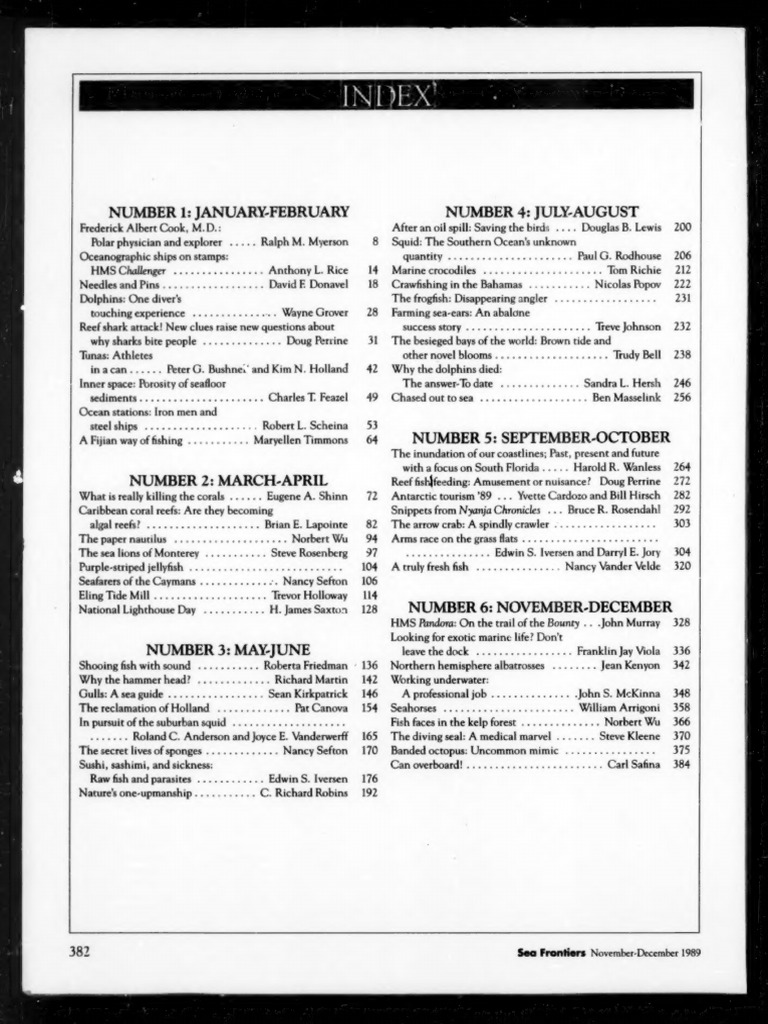 Sim Sea-Frontiers 1989 35 Index | PDF | Sea | Oceanography