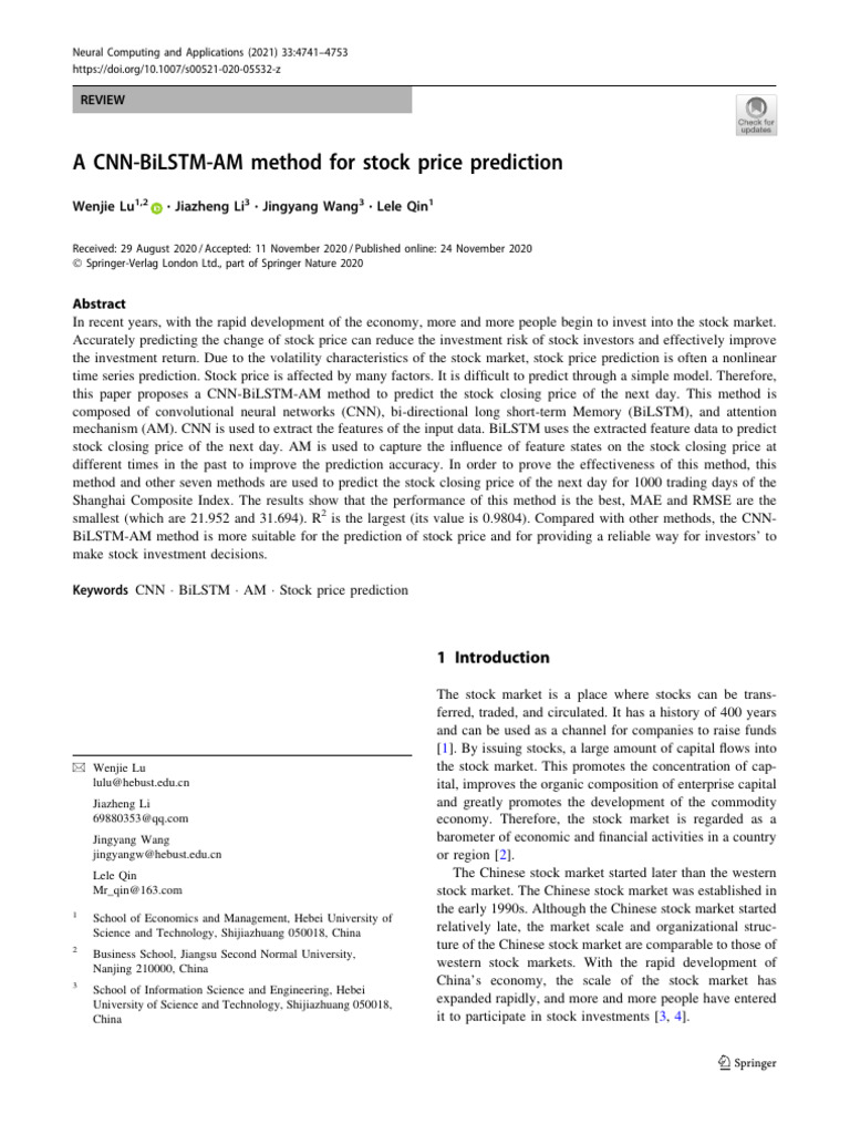CNN-BiLSTM-AM for Stock Prediction | PDF | Artificial Neural Network ...