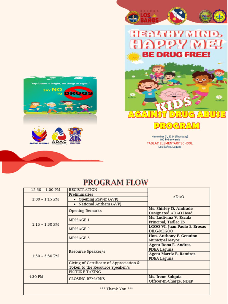 Anti-Drug Abuse Program Agenda | PDF
