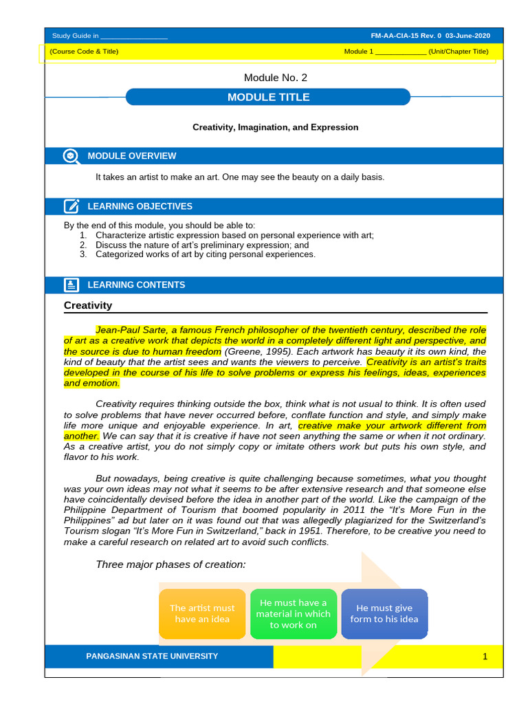 Module 2 Art Appreciation | PDF | Experience | The Arts