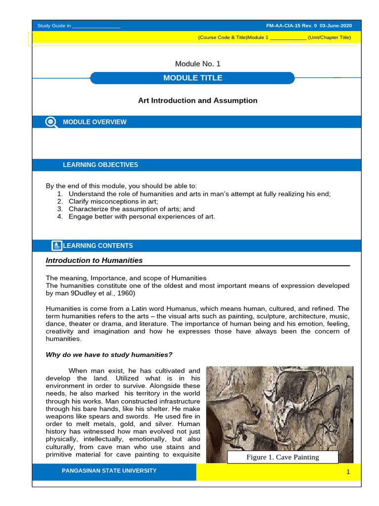 Module 1 Art Appreciation | PDF | Humanities | The Arts