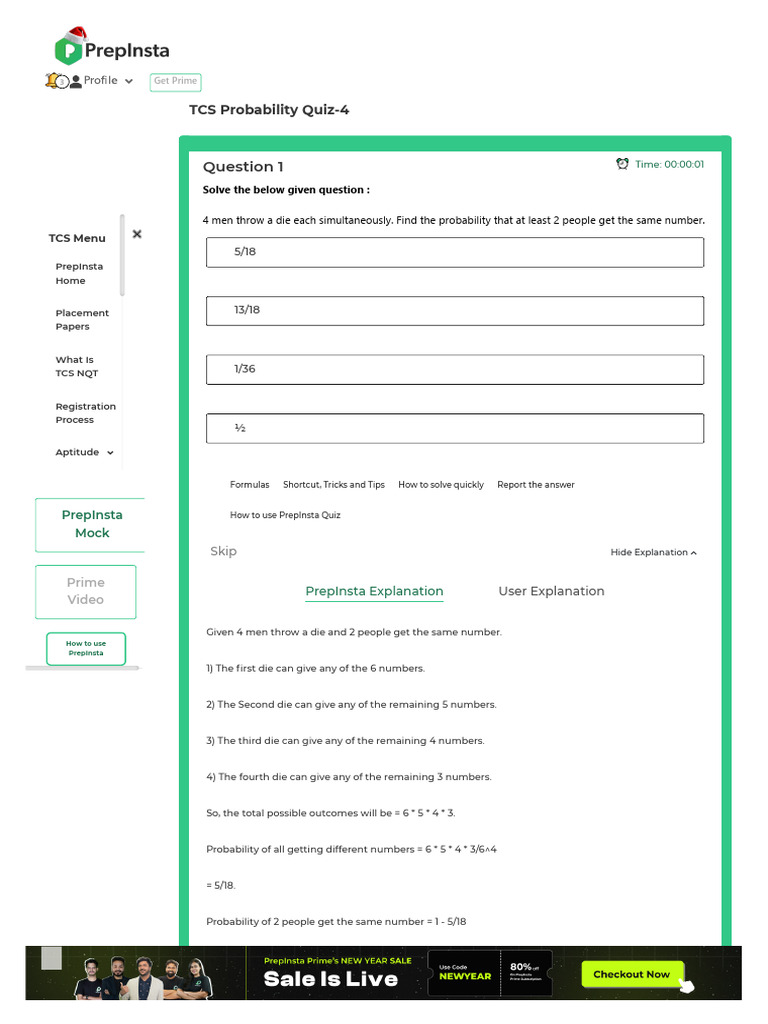 Tcs Probability Quiz-4 » Prep Insta | PDF | Computing