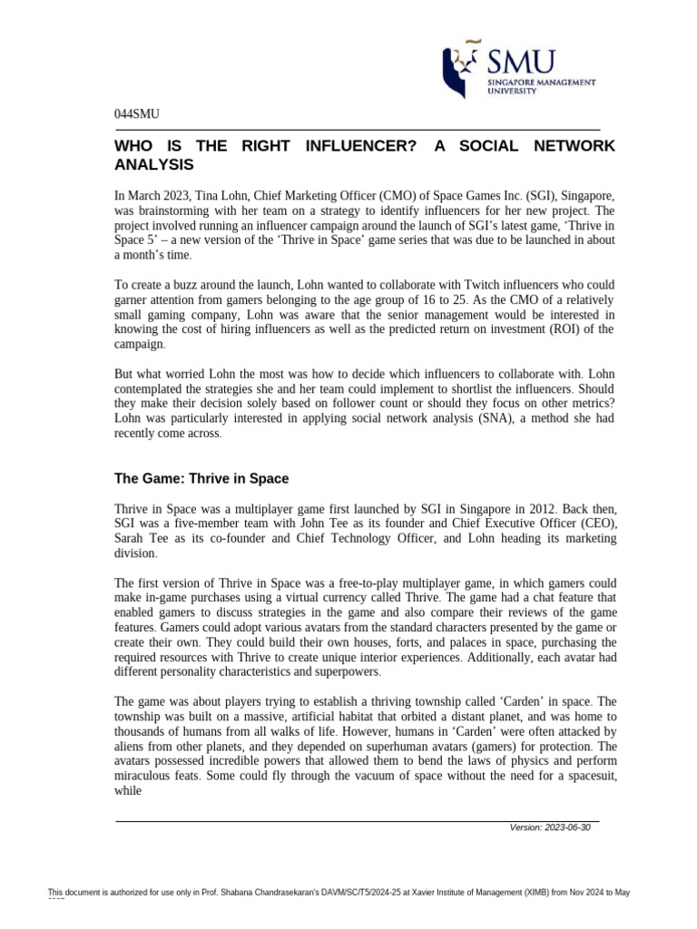 Influencer Selection via Social Network Analysis | PDF | Social Network