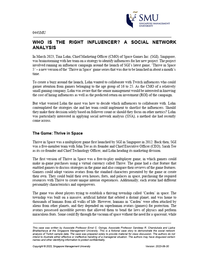 Social Media Influencer Case | PDF | Social Network