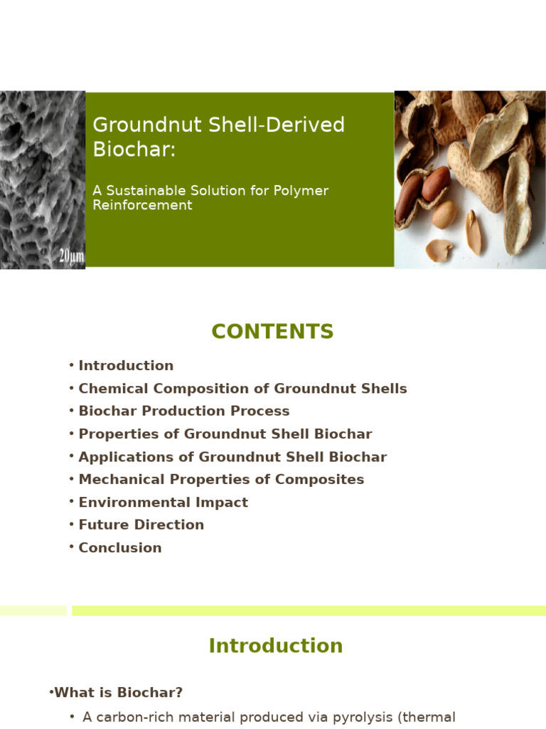 Groundnut Shell-Derived Biochar Major Project PPT 2 | PDF | Composite ...