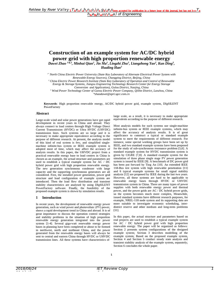 Construction of An Example System For ACDC Hybrid | PDF | High Voltage ...