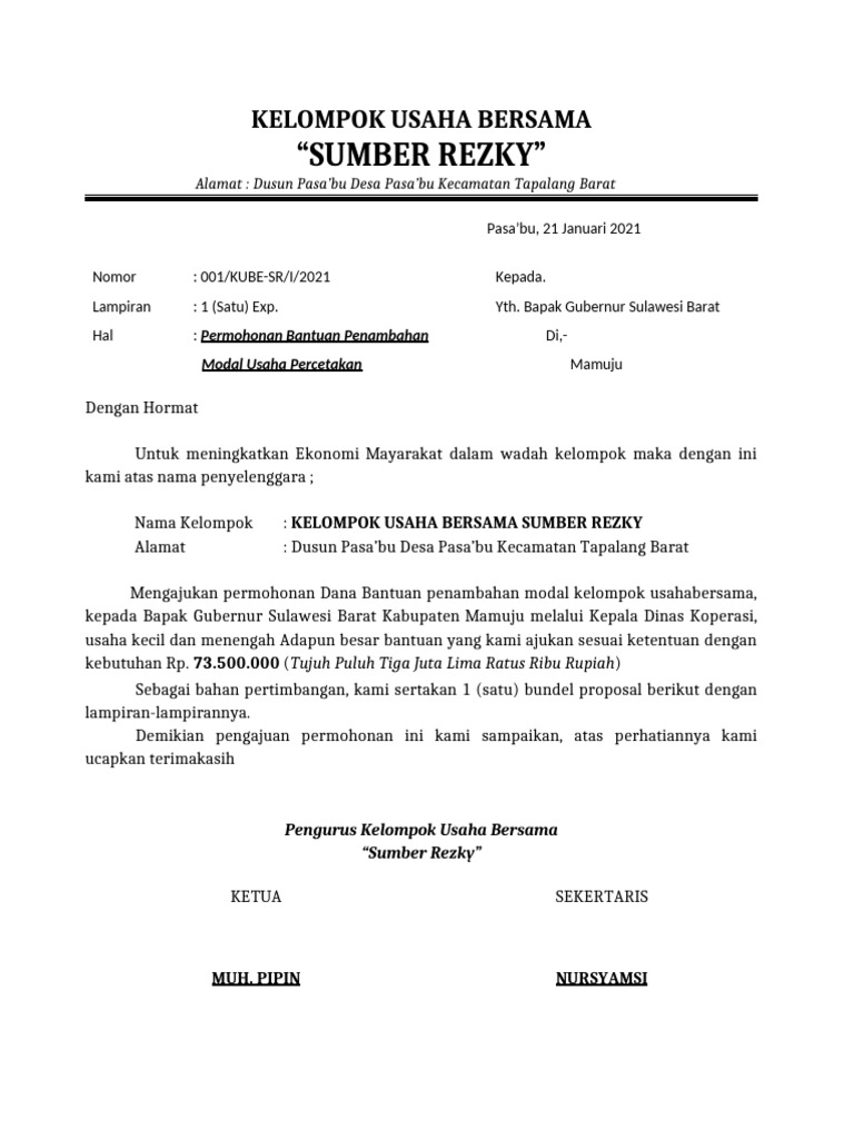 Proposal ATK Sumber Rezky | PDF