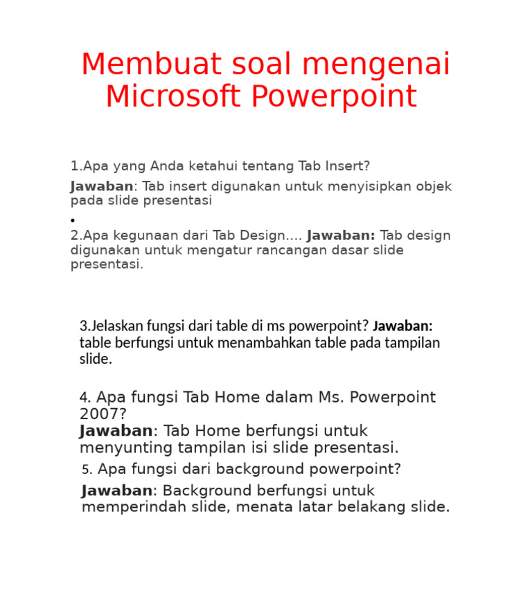 Soal Microsoft Powerpoint | PDF