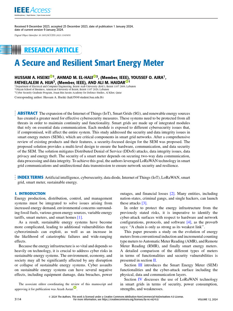 A Secure and Resilient Smart Energy Meter | PDF | Computer Security ...
