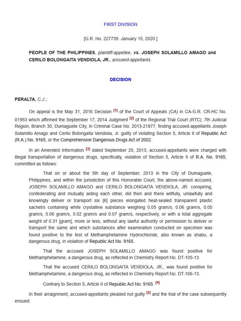 G.R. No. 227739 - PEOPLE vs. AMAGO | PDF | Search Warrant | Arrest