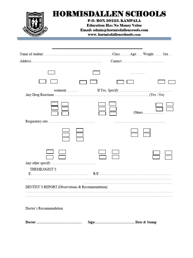 MEDICAL-FORM | PDF | Clinical Medicine | Medical Specialties