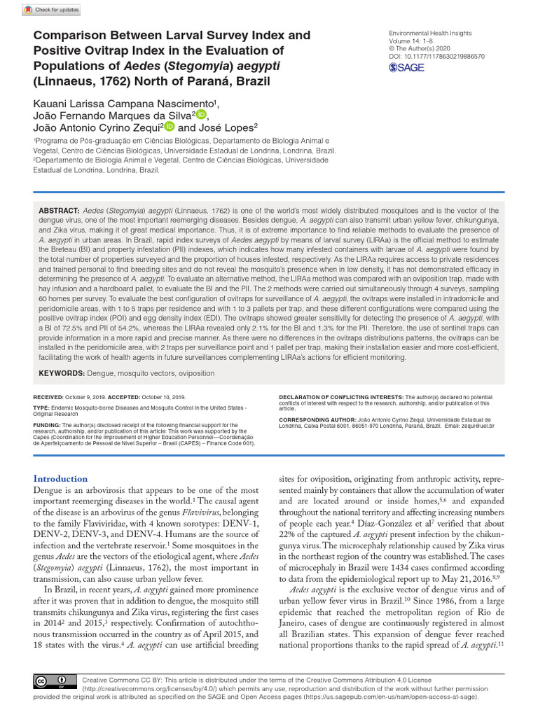 Comparison Between Larval Survey Index and-PRINTED | PDF | Aedes ...