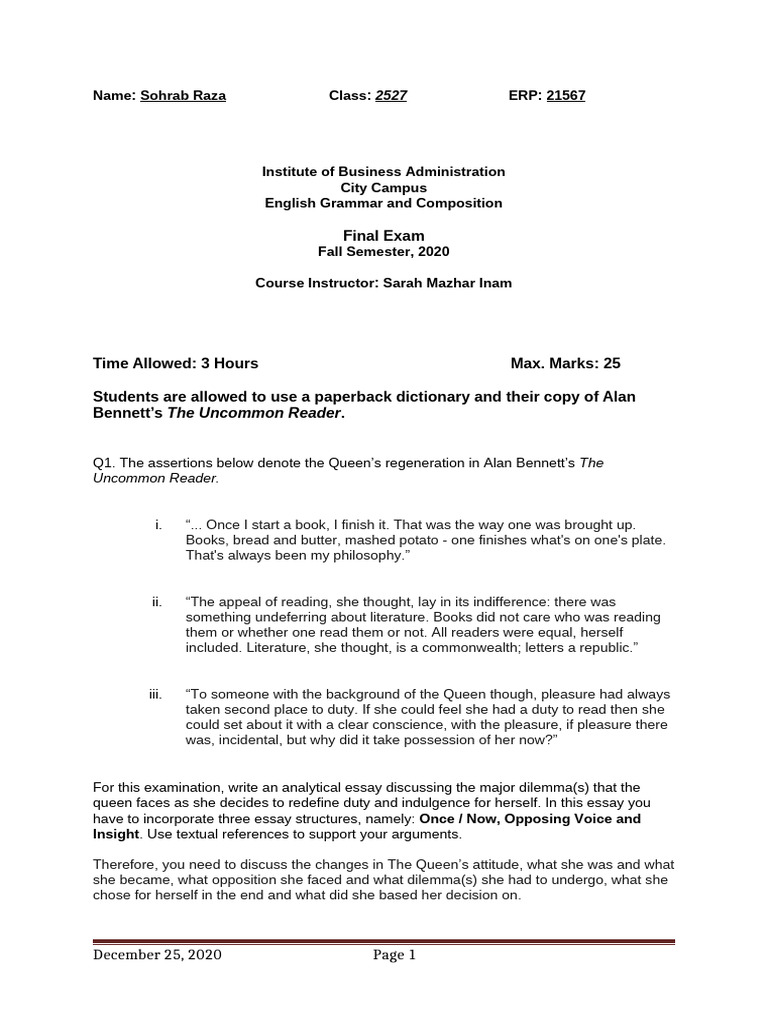 SohrabRaza 21567 EGC Final Exam | PDF | Pleasure | Elizabeth Ii