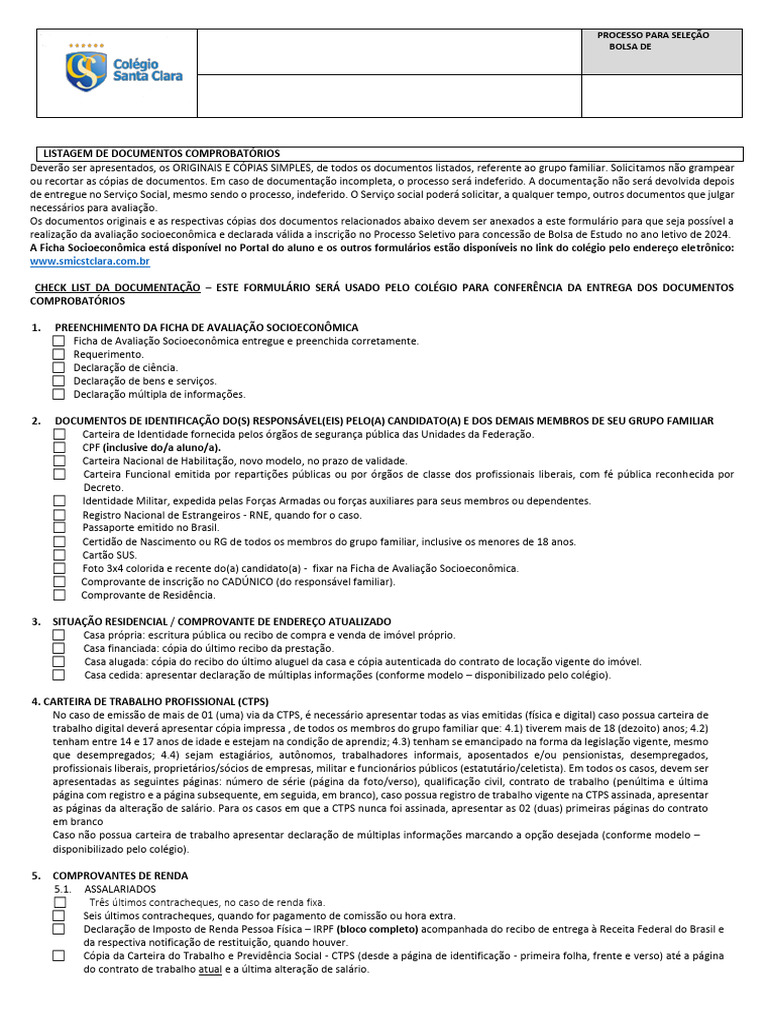 Listagem de documentos comprobatórios 2024 | PDF | Imposto de Renda ...