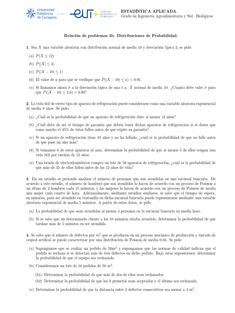 Hoja 3b | PDF | Distribución normal | Probabilidad