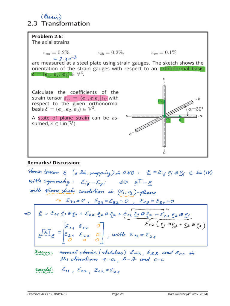 Exercise 05 Application Strain Gauges - Basis Transformation, Orthogonal Projection (1) | PDF