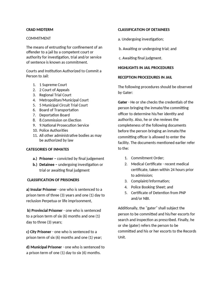 CRAD MIDTERM | PDF | Prison | Prisoner